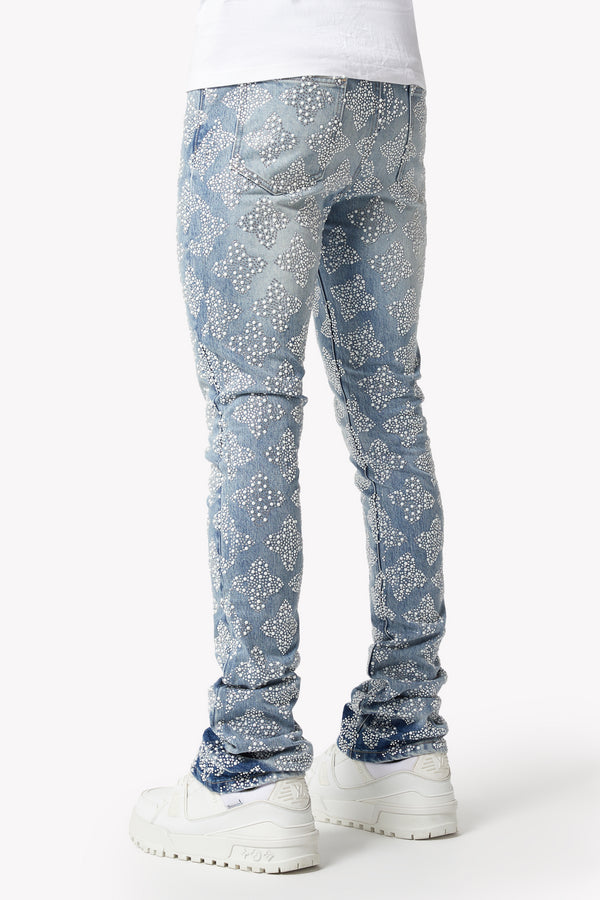 Aqua Blue Embellished Denim V4 - Guapi Clothing