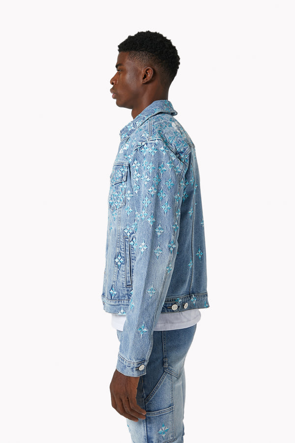 Aqua Blue Starflare Denim Jacket - Guapi Clothing
