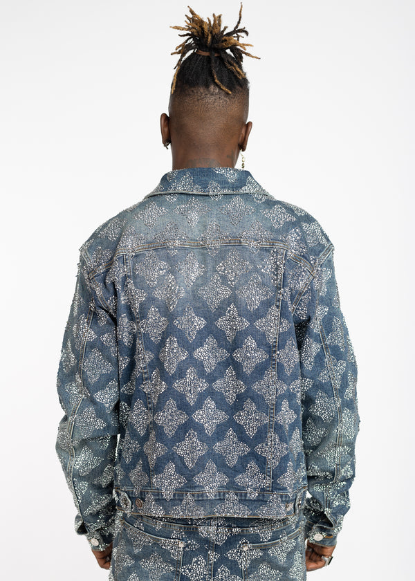 Vintage Blue Embellished Denim Jacket - Guapi Clothing