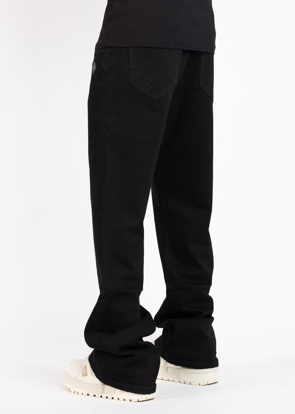 Obsidian Black Basics Flared Denim - Guapi Clothing