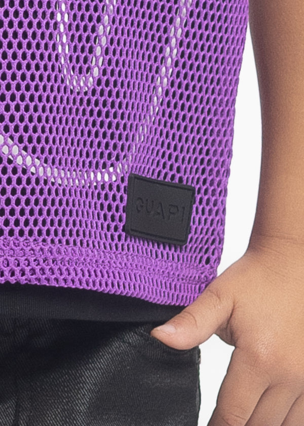 Electric Purple Mesh Kids Football Tee - Guapi Clothing