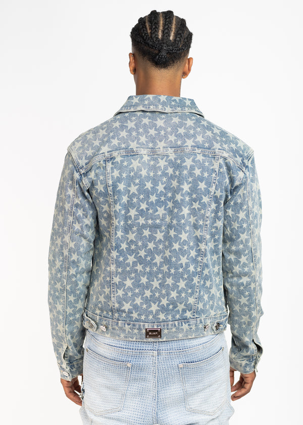 Vintage Blue Stars Denim Jacket - Guapi Clothing