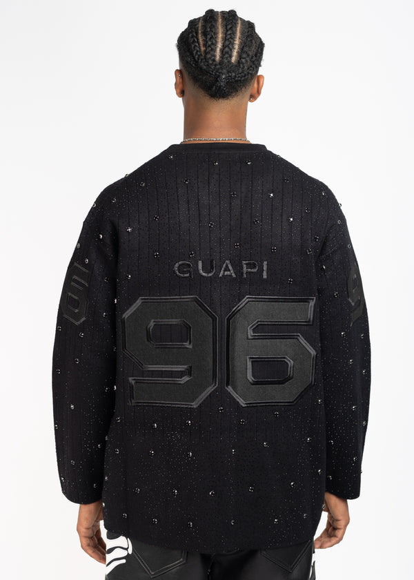 All Black Knit Hockey Jersey - Guapi Clothing