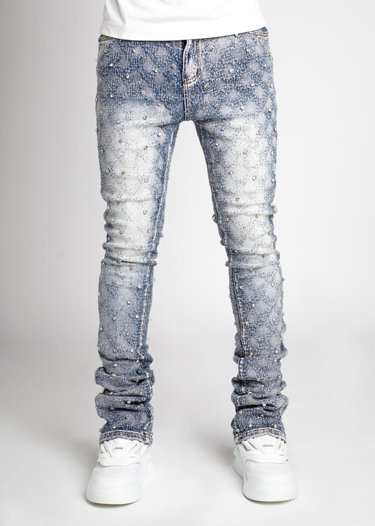 Aqua Blue Embellished Denim - Guapi Clothing