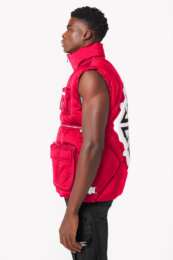 Blood Red Puffer Vest - Guapi Clothing